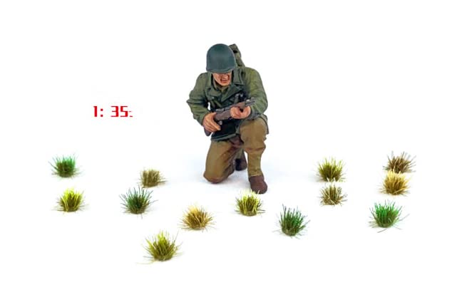208 Pcs Static Grass Model Grass Tufts Railway Artificial Grass Miniature Grass Tuft Terrain Kit for DIY Model Railway Fairy Garden Diorama Scenery (Set D)