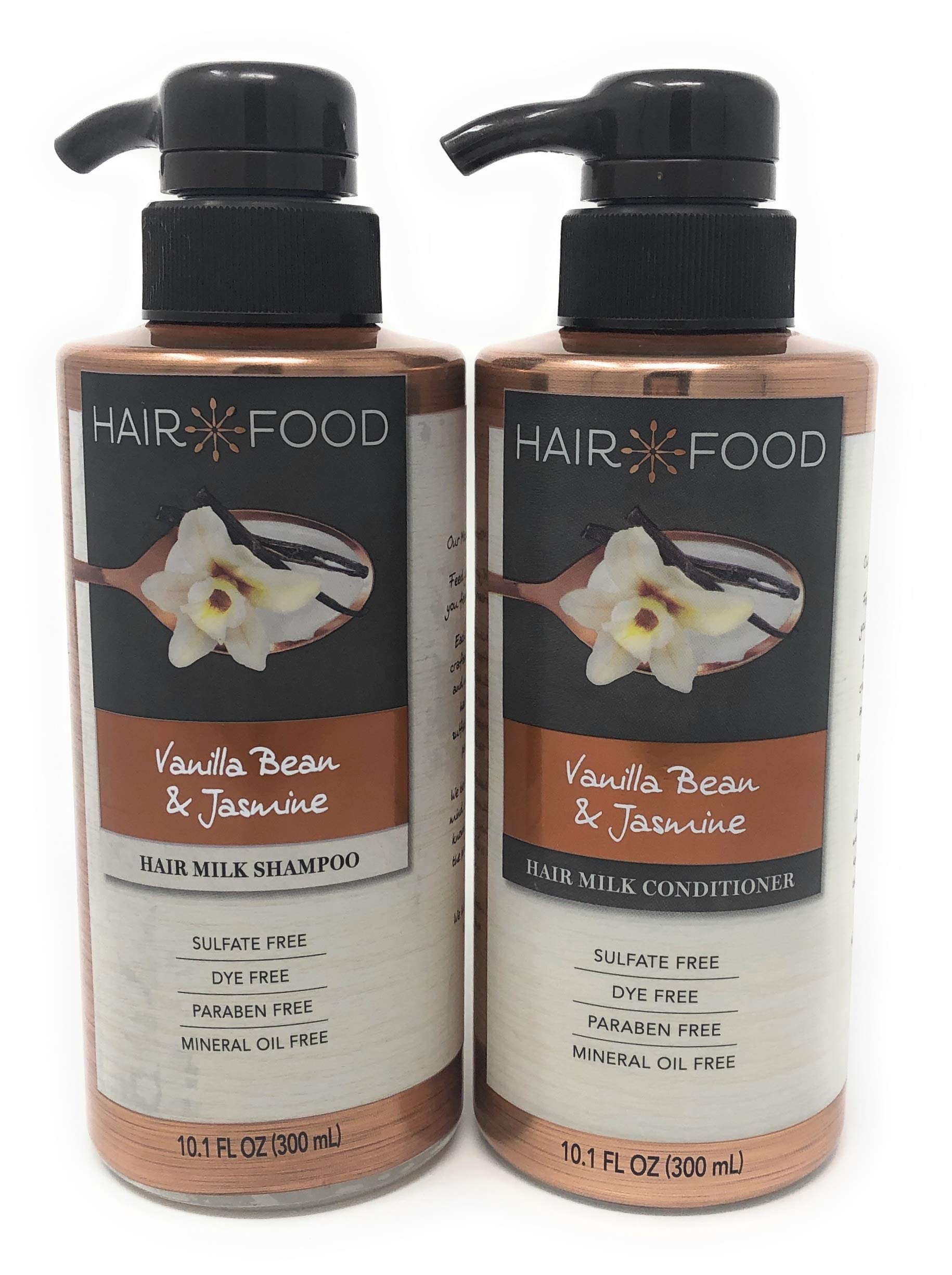 Hair Food Vanilla Bean & Jasmine Hair Milk Shampoo and Conditioner Set 10.1 oz (Sulfate Free, Dye Free, Paraben Free, Mineral Oil Free)