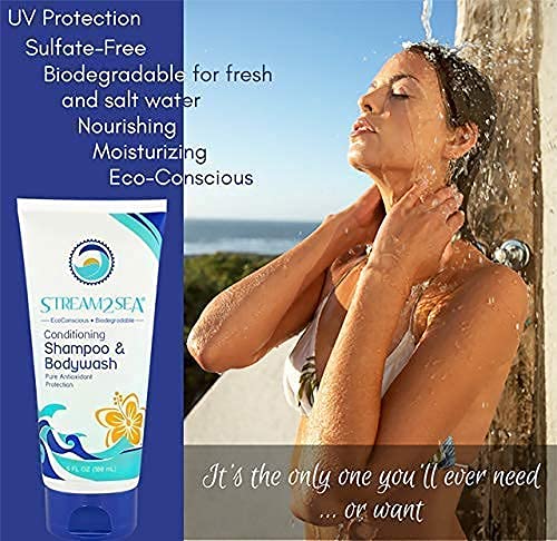 STREAM 2 SEA 3-in-1 Conditioning Shampoo and Body Wash and Leave-In Conditioner Bundle - UV Absorbent Moisturizing Protection for Skin and Body - Reef Safe, Paraben-Free and Biodegradable