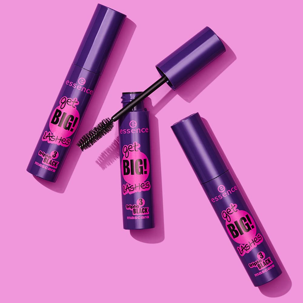 essence | 3-Pack Get Big! Lashes Triple Black Mascara | Vegan & Cruelty Free | Without Parabens, Oil, & Alcohol