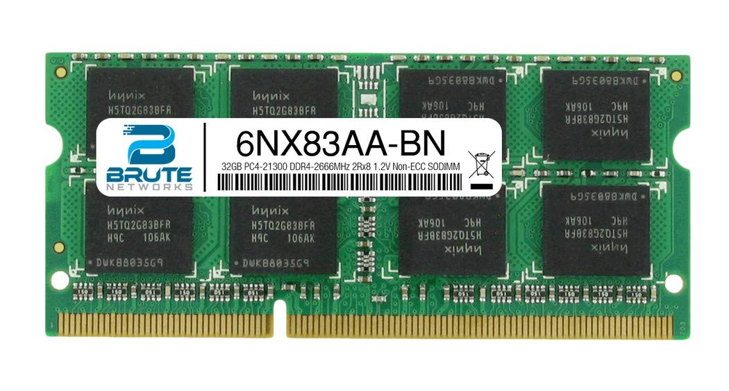 Brute Networks 6NX83AA-BN - 32GB DDR4-2666MHz 2Rx8 Non-ECC SODIMM (Compatible with OEM PN# 6NX83AA)