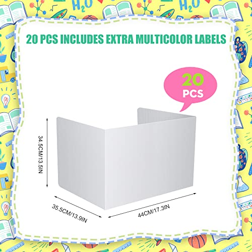 20Pcs 14 x 17.5 x 14 Inch Plastic Privacy Boards for Student Desks Boards Durable and Waterproof Folders Shields Test Desk Dividers Classroom Privacy Boards for School Study Teacher Supplies(White)