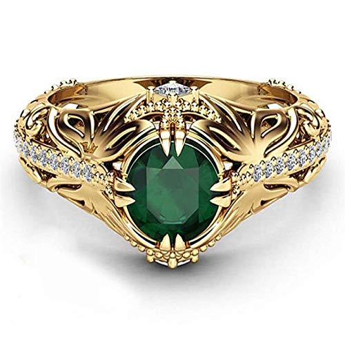 Bansriracha14K Gold Diamond Emerald Wedding Ring Jewelry Ornament Etoile Anillos Diamond Bizuteria for Women Emerald Jade 14K Gemstone Ring (7)