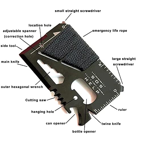 14 in 1 Beer Opener Survival Card Tool,Credit Card Sized Wallet Multitools Gift for Men & Gadgets Tactical Survival Tools (5 pack)