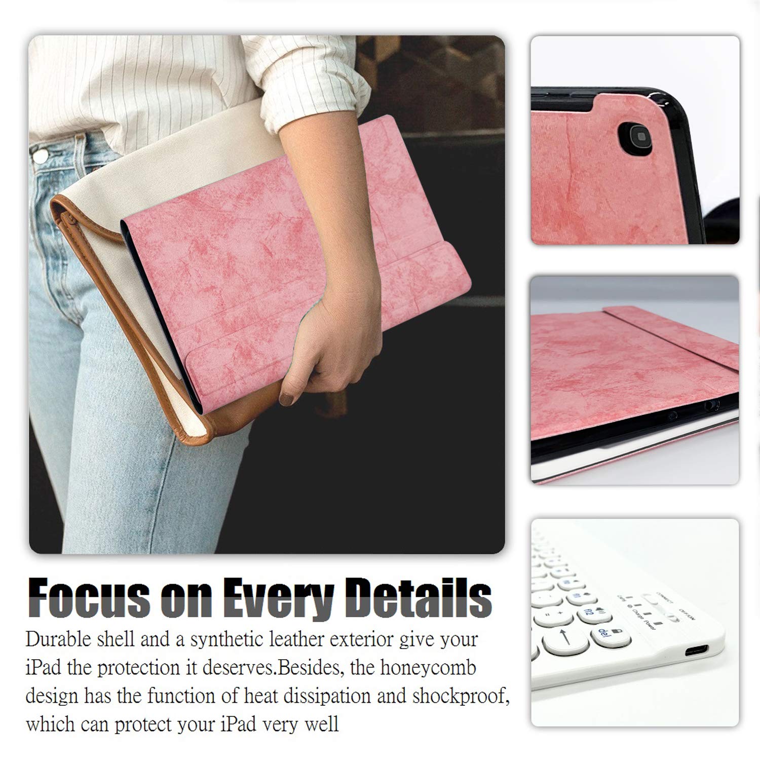 Wineecy Backlit Keyboard Case for Samsung Galaxy Tab S6 Lite 10.4 Inch 2024/2022/2020, 7 Colors Backlight Detachable Wireless Keyboard PU Folio Stand Cover Case with S Pen Holder, Pink