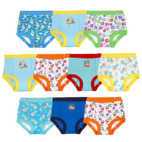 Coco Melon Unisex Baby Amazon Exclusive 10-pk Potty Pants With Stickers Success Tracking Chart And Toddler Training Underwear, 10-pack Cocomelon Blue, 2T US