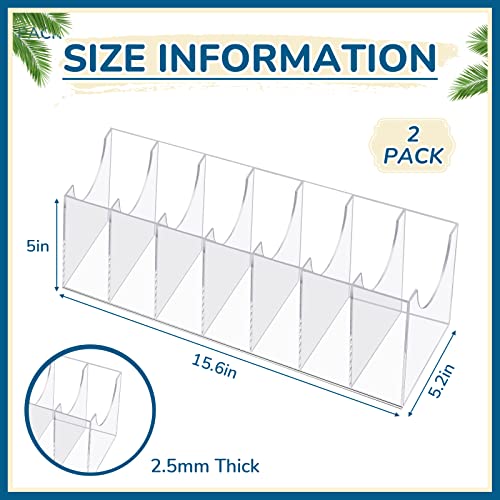 2 Pieces Belt Organizer Acrylic Belt Storage Holder 7 Compartments Display Case Belt Container Holder for Closet and Drawer, Purse Tie Jewelry Watch Bracelets Makeup Storage Holder Accessories