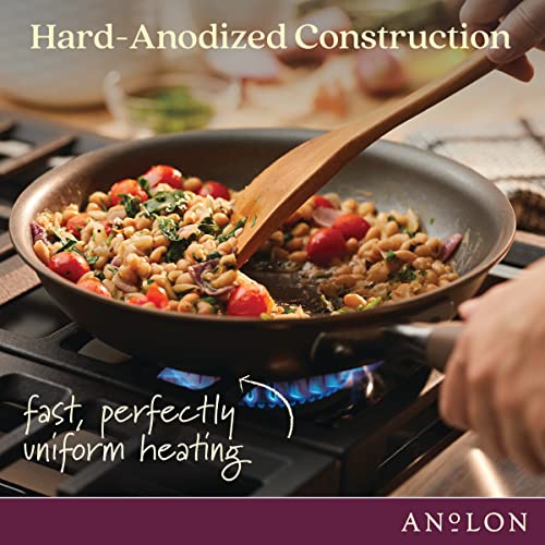 Anolon 83868 Advanced Hard Anodized Nonstick Stockpot / Dutch Oven with Frying / Skillet Pan - 5 Quart and 11 Inch, Bronze Brown
