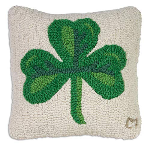 Chandler 4 Corners Artist-Designed Shamrock Hand-Hooked Wool Decorative Throw Pillow (14” x 14”)