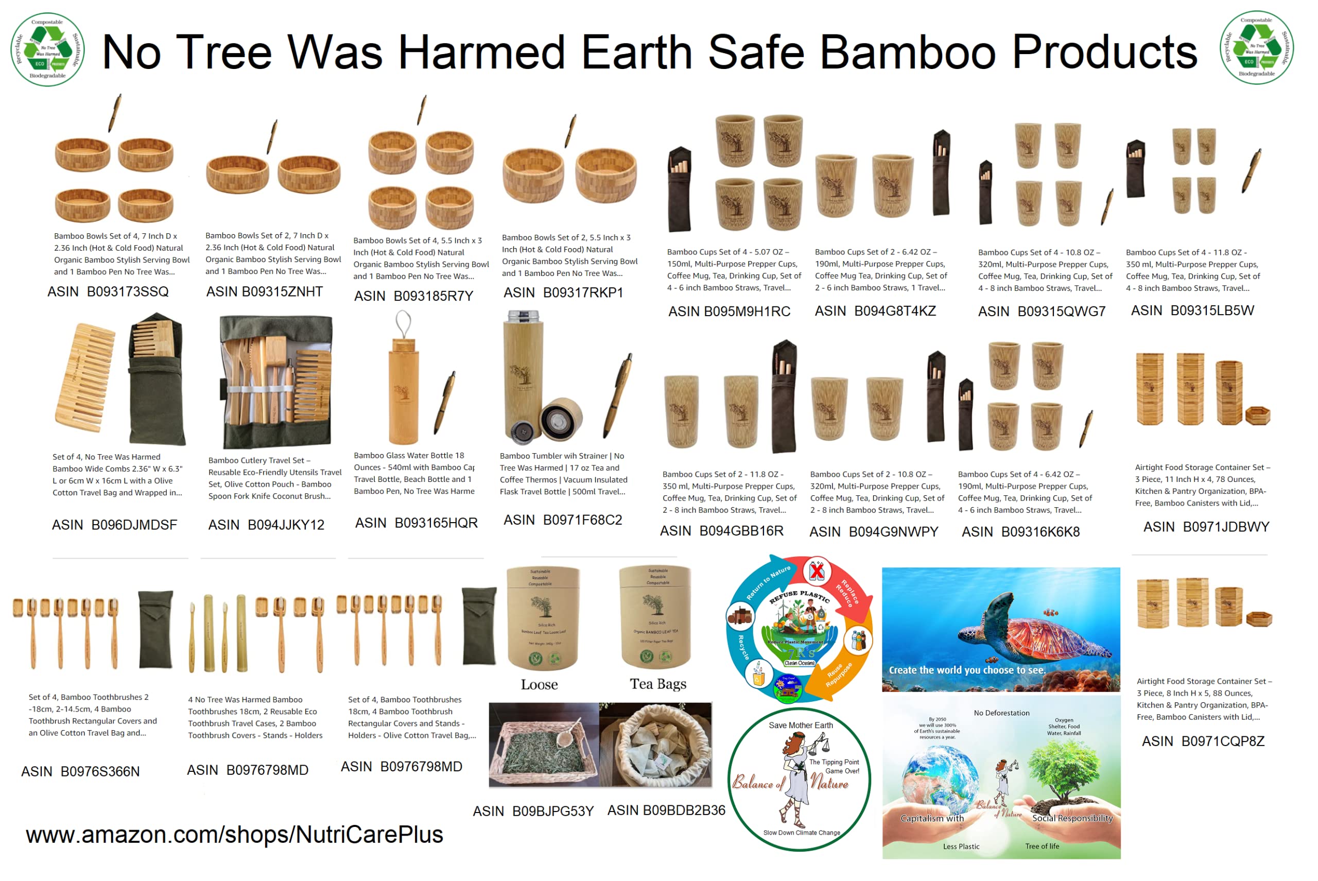 No Tree Was Harmed Set of 4, Bamboo Toothbrushes 2-18cm, 2-16 cm, 4 Bamboo Toothbrush Rectangular Covers and an Olive Cotton Travel Bag and Wrapped in Bamboo Kraft Paper – (4-18cm 4 - Covers 1 Pouch)
