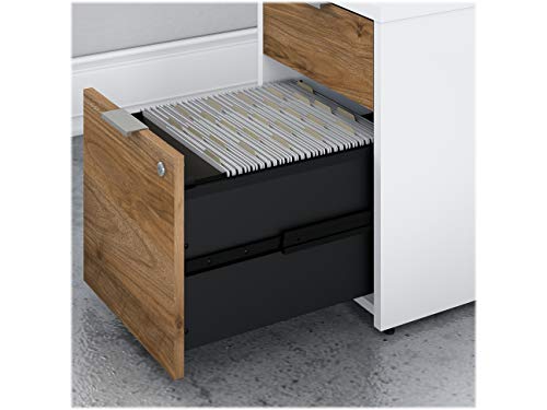 Bush Business Furniture Jamestown L Shaped Desk with Drawers, 72W, Fresh Walnut/White