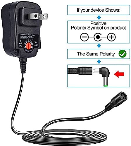 Aisilk Multi-Voltage AC DC Power Adapter 3V-12V 1000mA 1A Max 12W Universal Switching AC/DC Charger W/ 8 Adapter Plugs Compatible with 3V 4.5V 5V 6V 7.5V 9V 12V Electronic Devices