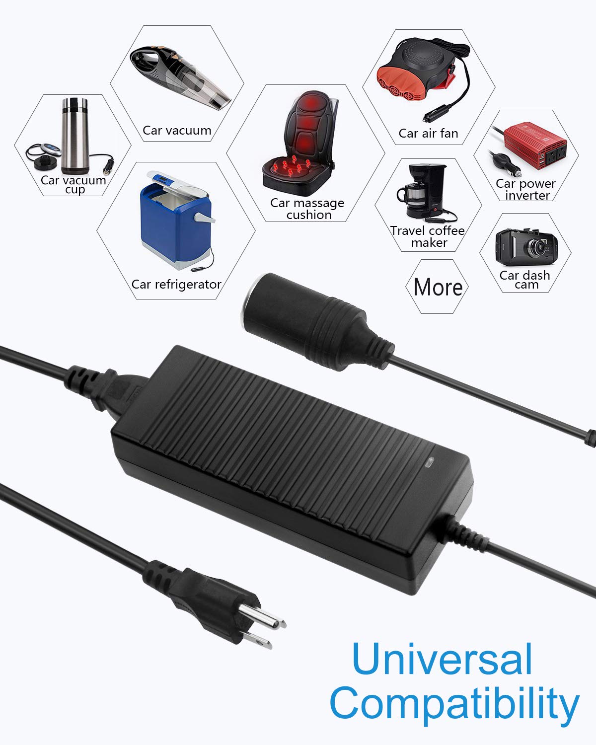 ALITOVE AC to DC Converter 100V ~ 240V to 12V 10A 120W Power Supply Adapter Car Cigarette Lighter Socket AC/DC Transformer for Car Vacuum Cleaner, Car Refrigerator and Other Car Devices