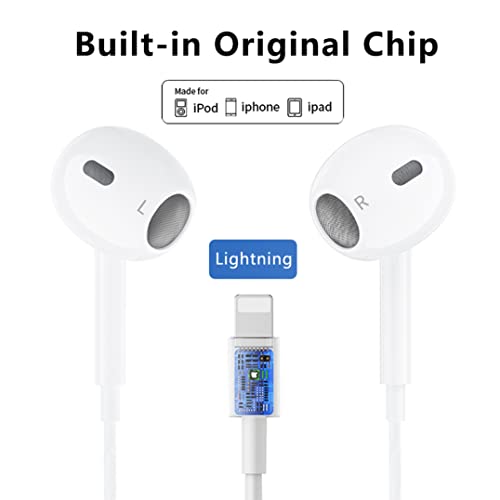 2 Pack Earbuds for iPhone Headphones Wired,Earphones with Lightning Connector (Built-in Microphone & Volume Control)【MFi Certified】Noise Isolating Headsets for iPhone 14/13/12/11/XR/XS/X/8