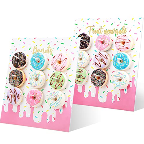 2 Pieces Donut Display Stand, Reusable Donut Holder Board, Party Wall Bagel Boards for Christmas Wedding Birthday Treat Holiday Gathering Parties