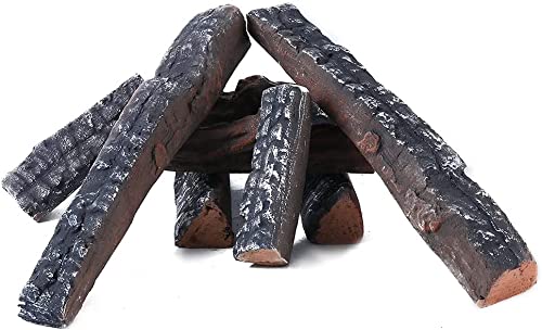 8 Small Pieces Set of Ceramic Wood Gas Fireplace Logs.