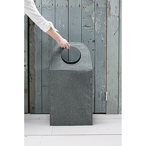 Brabantia - Laundry Bag Rectangular - Space Efficient - Large Volume - Quick-Drop Opening - Laundry Basket - with Hole - Bathroom - Stackable - Pepper Black - 14.5 Gal