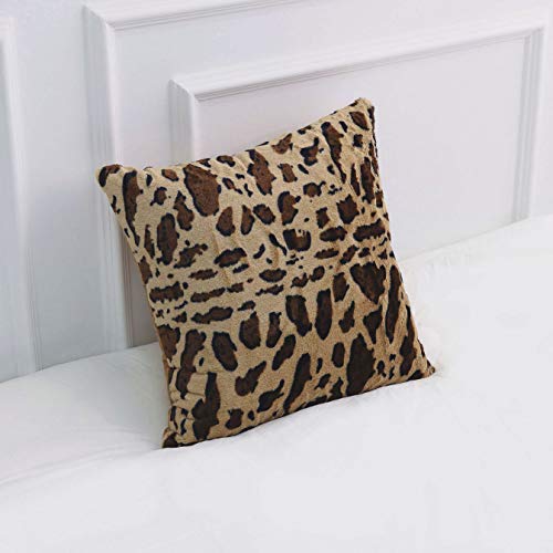 Cheer Collection Set of 2 Leopard Print Throw Pillows - Soft Velvety Faux Fur Decorative Couch Pillows, 18" x 18"