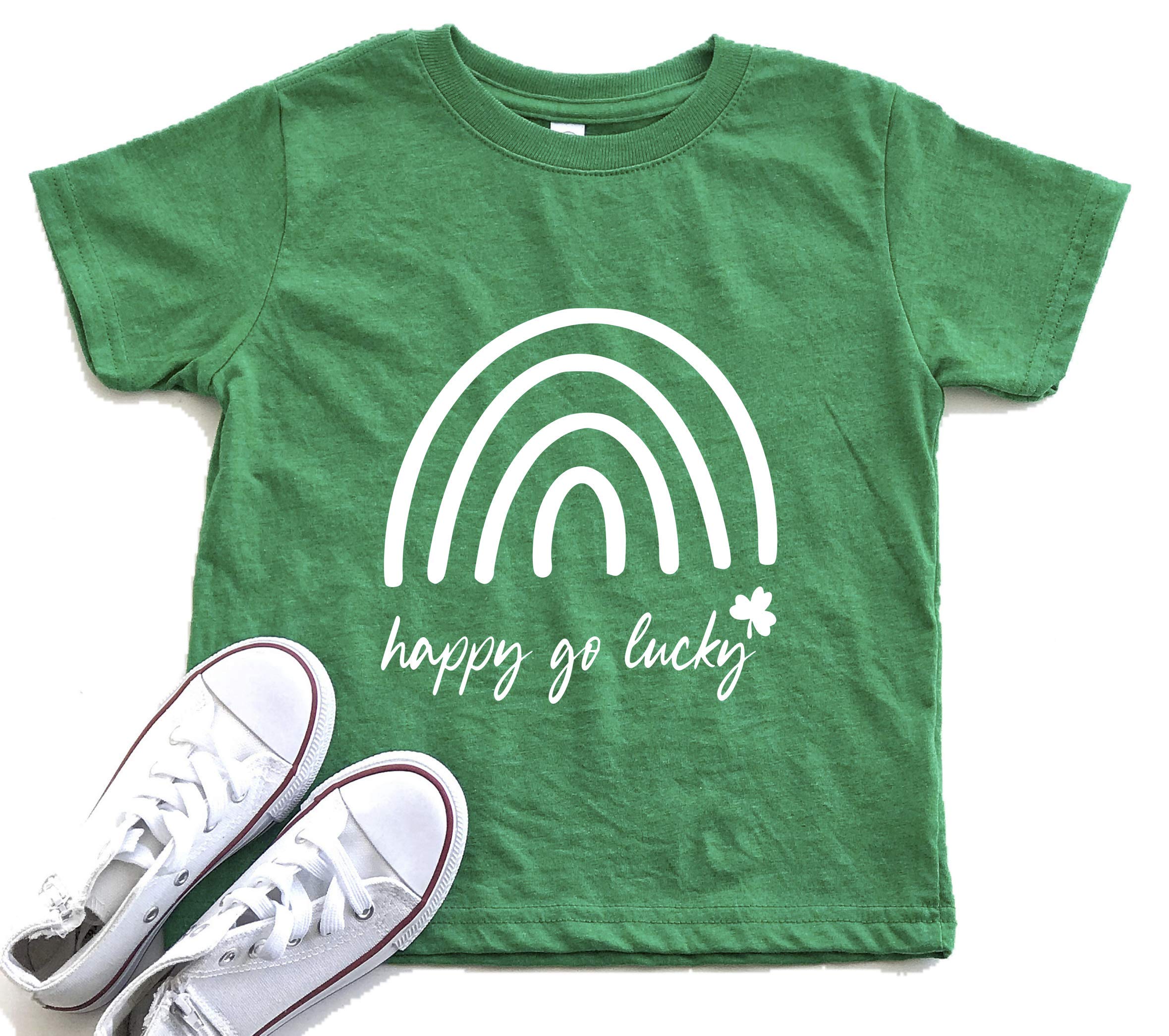 Happy Go Lucky Toddler, Kids St Patricks Day Shirt, Toddler Shirts for Girls (Black)