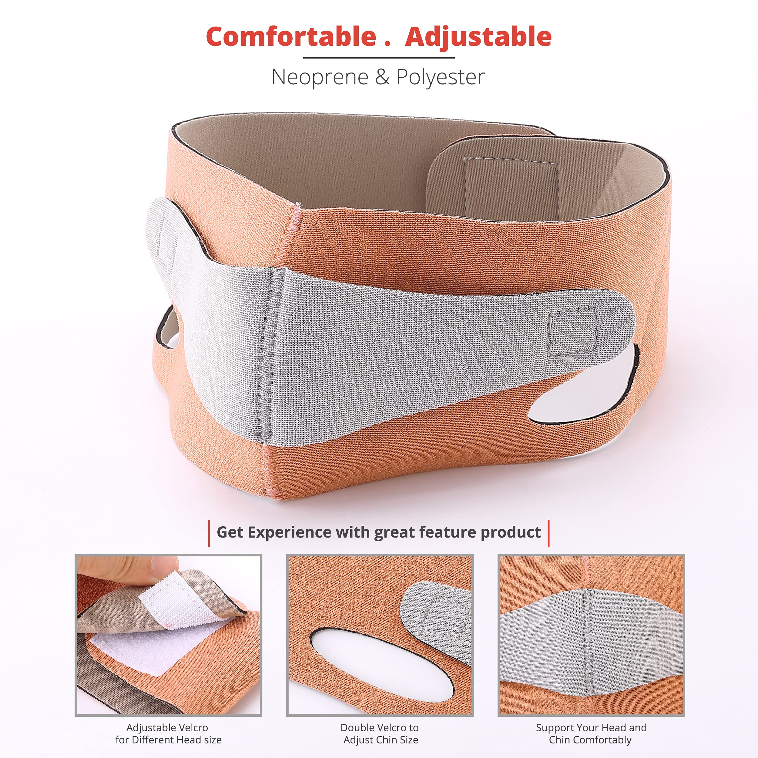 Face Slimming Strap Reusable Double Chin Reducer Adjustable Antiaging Face Lift Extra Grip Anti-wrinkle Face Slimmer V Line Face Lifting Mask Chin Strap - Orange