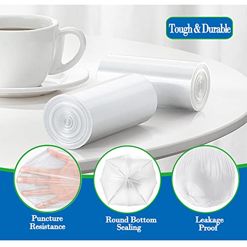 3 gallon Clear trash can liners,Small clear Garbage Bags 300,Extra Strong 2.6,3,4 Gal Trash Bag,Fit 4.5-6-8-10 liters trash Bin Liners for Home Office Kitchen (Clear 300)