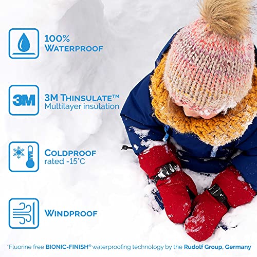 JAN & JUL Snow Mittens for Kids Waterproof Fleece-Lined (Constellations, L: 6-8Y)