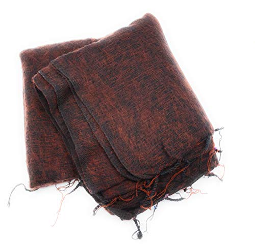 100% Yak Wool Soft Throw Blanket Handmade in Nepal 56" x 90" (Red-Brown)