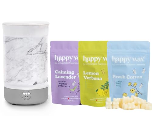 Happy Wax Marble Signature Warmer and Wax Melts Kit (Fresh)