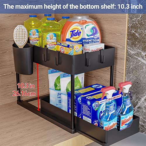 3 Pack Puricon Under Sink Organizer Pull Out Under Sink Storage Bundle with Under Sink Mat 34โ x 22โ Under Sink Mats