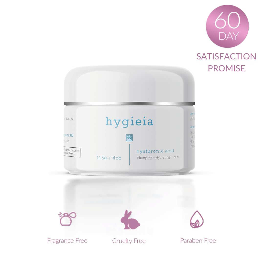 Hygieia + Encapsulated Hyaluronic Acid Face Moisturizer – Hydrating Liposomal Face Cream for Women & Men – Fast & Deep Cellular Absorption for Daily Skin Hydration, Firming, Toning & Elasticity, 4oz
