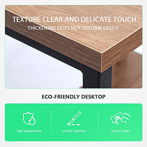 Coral Flower Landisl Desk,Simple and Modern Design,with Four Open Shelves for Books, Office Supplies or Accessories Within Easy Reach,Light Oak