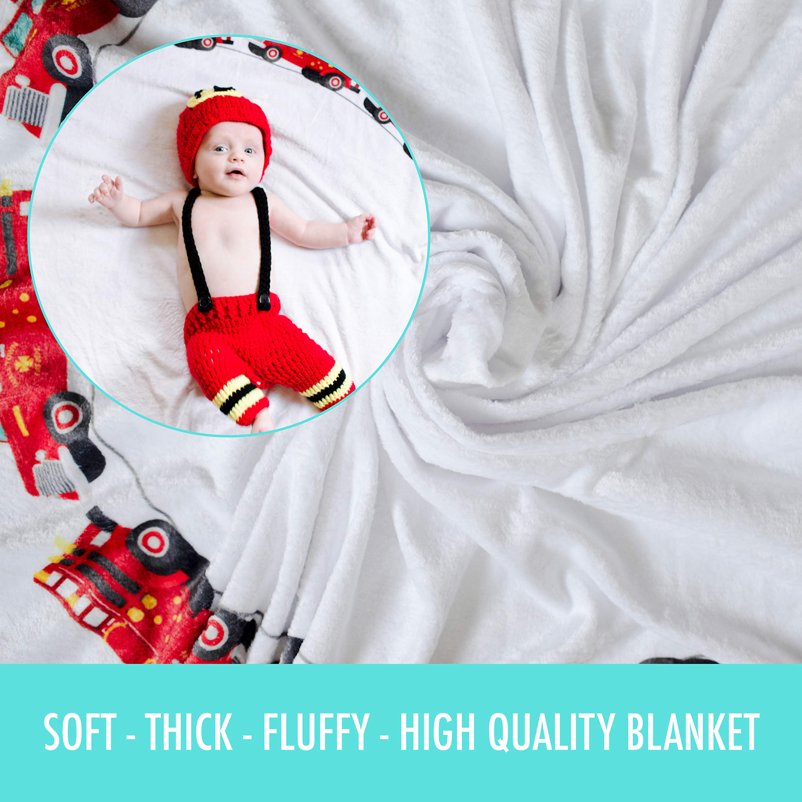 Baby Monthly Milestone Blanket boy | Free: Truck Costume + Star and Rectangular Felt Frames | Plush Extra Soft Fleece | Photography Backdrop Memory | Large 40" x 60" | Newborn