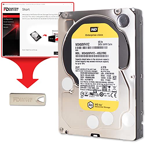 Fantom Drives WD 4TB (4.3TB) 7200RPM Enterprise Hard Drive Upgrade Kit, 3.5", SATA 6.0 Gb/s, 64MB Cache with FD Cloning Utility in USB Flash Drive (HDD4000PC-KIT)