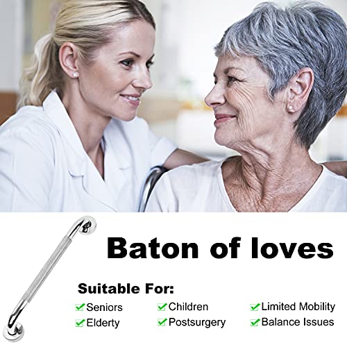 2 Pack 16 Inch Anti-Slip Bathroom Grab Bar, LONVICHTT Stainless Steel Shower Handle, Knurled Safety Hand Rail, Support Balance Armrest, Elderly, Pregnant, Children, Handicap Senior Assist Bath Handle