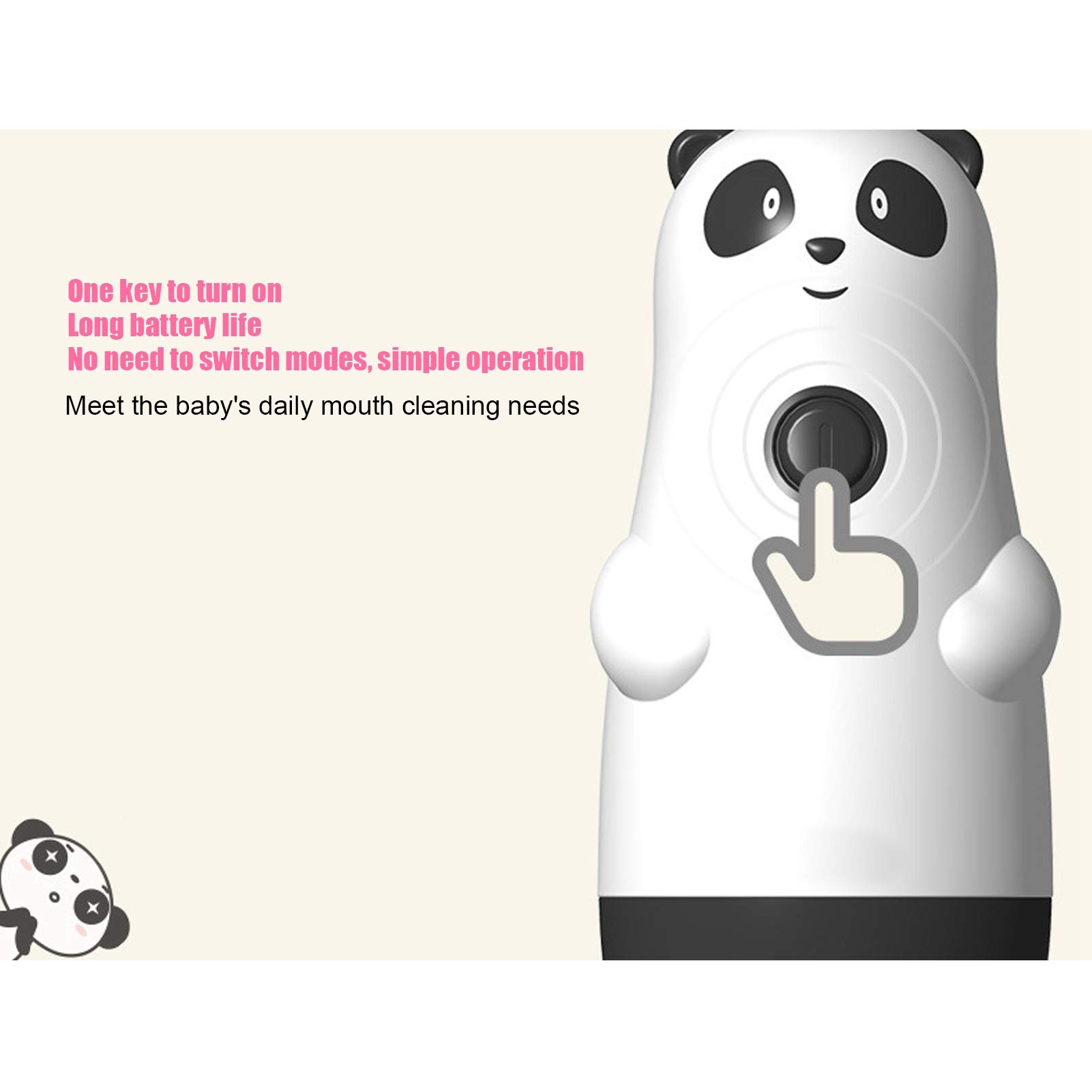 POCREATION Sonic Electric Toothbrush, Soft Bristles Tooth Brush, Panda Pattern Teeth Brush, Electric Kids Toothbrush, Oral Caring Tool for Children