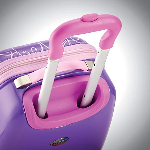 American Tourister Kids' Disney Hardside Upright Luggage, , Wheel,Zippered Divider,Telescopic Handle,Tie Down Straps,Lightweight, Princess 2, 16"