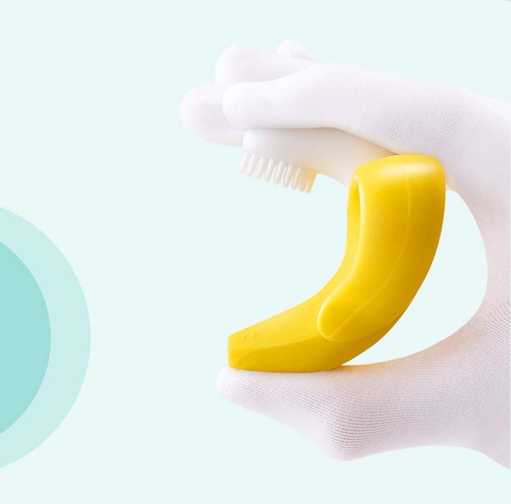 AKOAK 1 Pack Silicone Baby Toothbrush, Stereo Banana Styling Baby Training Toothbrush