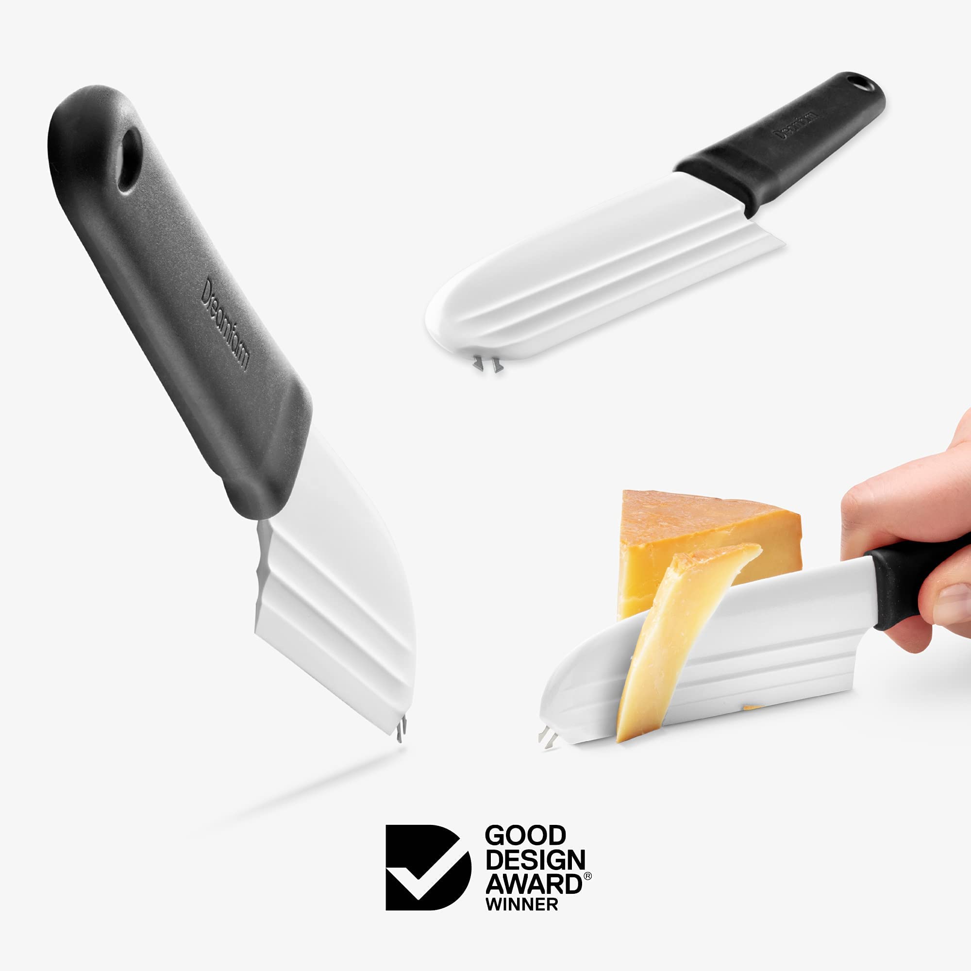 Dreamfarm Knibble Lite 3-in-1 Non-Stick Cheese Knife for Charcuterie, Slicing, Spreading, with Built-in Fork to Serve & Share Foods - 9" Black