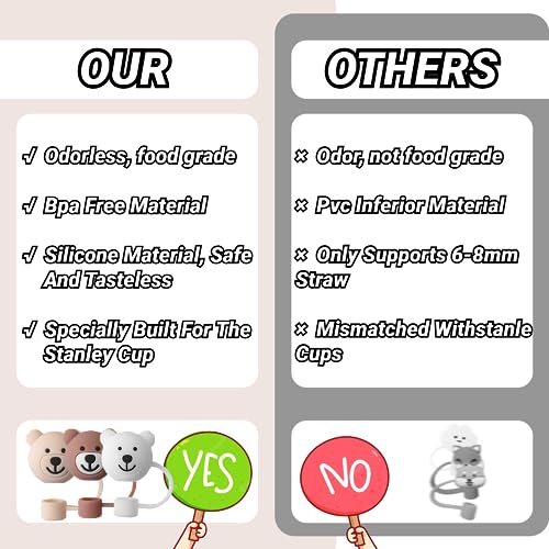 3 Pack Straw Covers Compatible with Stanley 30 40 OZ accessories Tumbler Cups Cartoon Soft Straw Protector Cover - BPA Free Soft Silicone
