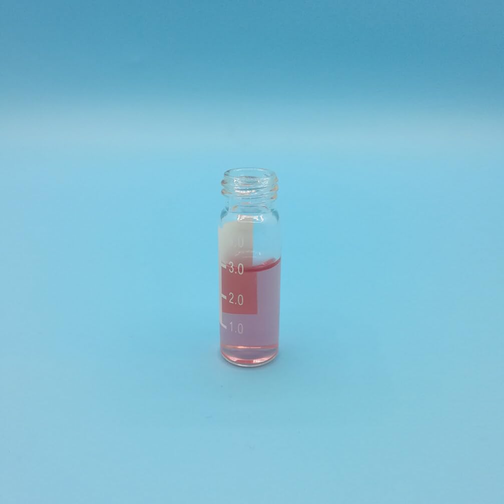 ULTECHNOVO Glass Vials with Screw Caps, Clear Liquid Sample Glass Bottles, 20pcs Chromatography Vials Reagent Serum Storage Bottle with Scale and Black Solid Lid and Septa