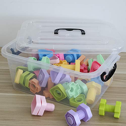 EudokkyNA 8 Liter Plastic Storage Box with Handle, 2-Pack Clear Storage Bin