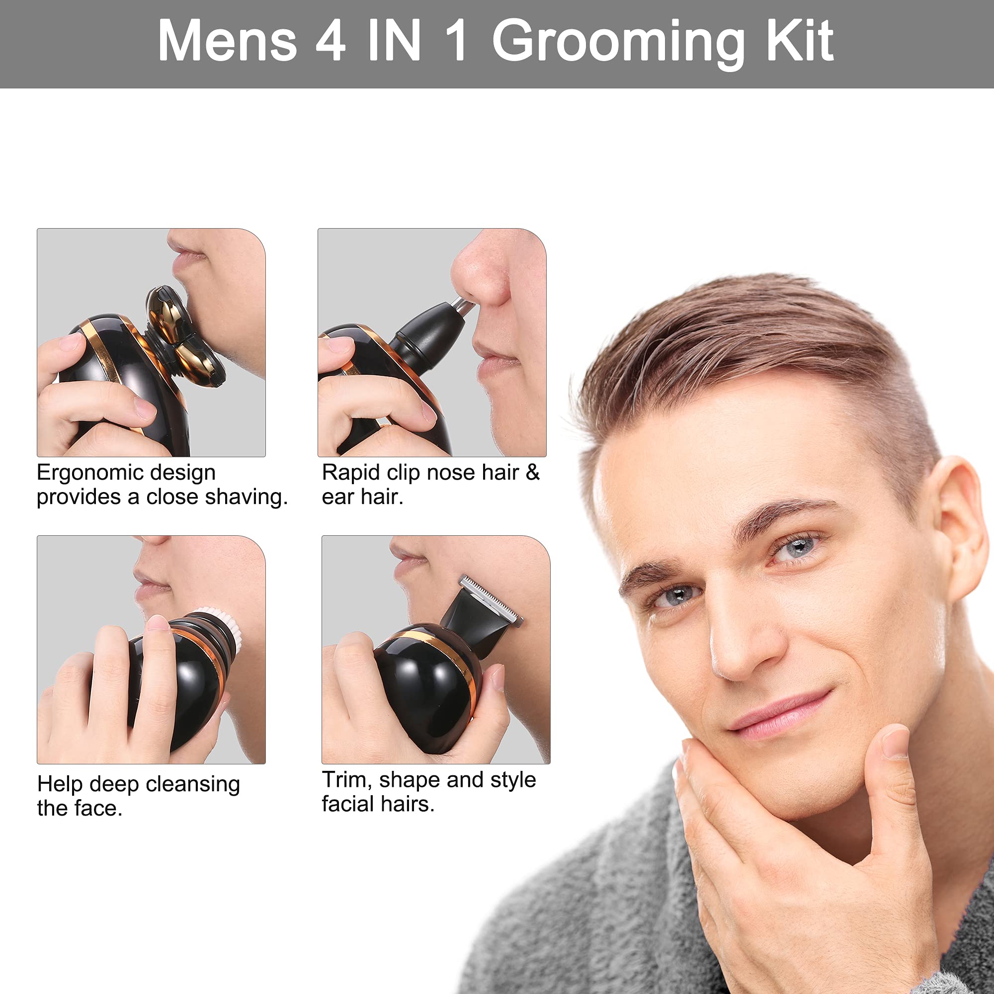 Head Shavers for Bald Men,Kibiy Electric Shavers for Bald Men Cordless,Men's Electric Shaver Bald Head Shavers for Men Rechargeable Shaver for Men Waterproof Rotary Shaver Grooming Kit