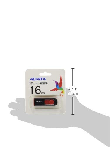 A-DATA TECHNOLOGY C008 16GB USB 2.0 Retractable Capless Flash Drive, Black/ Red (AC008-16G-RKD)