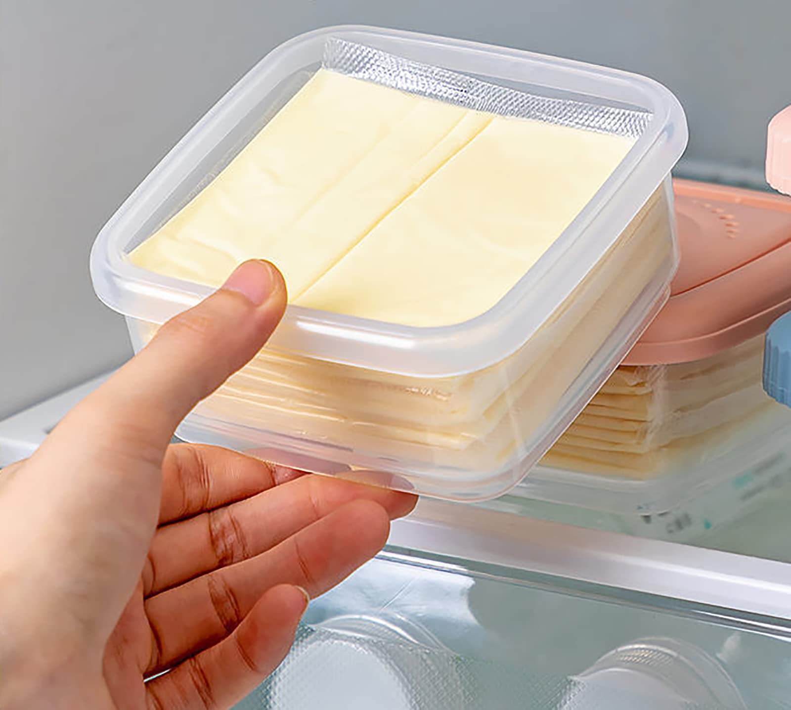 2 Pack-Plastic Cheese Storage Containers with Lids Airtight,Cheese Slice Storage, Keeps Cheese Fresh and Delicious Cheese Container for Fridge (Blue)