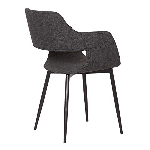 Armen Living Ariana Mid-Century Fabric Dining Room Accent Chair, 18" Height, Charcoal