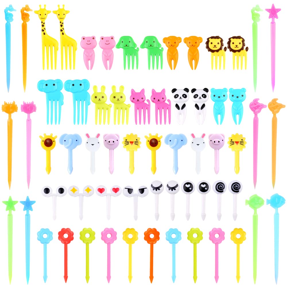156PCS Animal Food Picks for Kids, FATLODA Fun Bento Picks for Picky Eater, Cute Fruit Food Toothpicks, Lunch Bento Box Accessories for Toddler