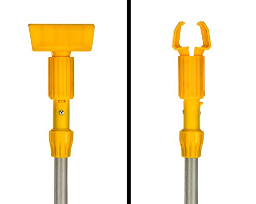 Alpine Commercial Iron Mop Handle for Floor Cleaning - Quick Change Professional Mopping Stick Or Mop Head Replacement Pole W Metal Handle (Fiberglass Jaw Clamp)