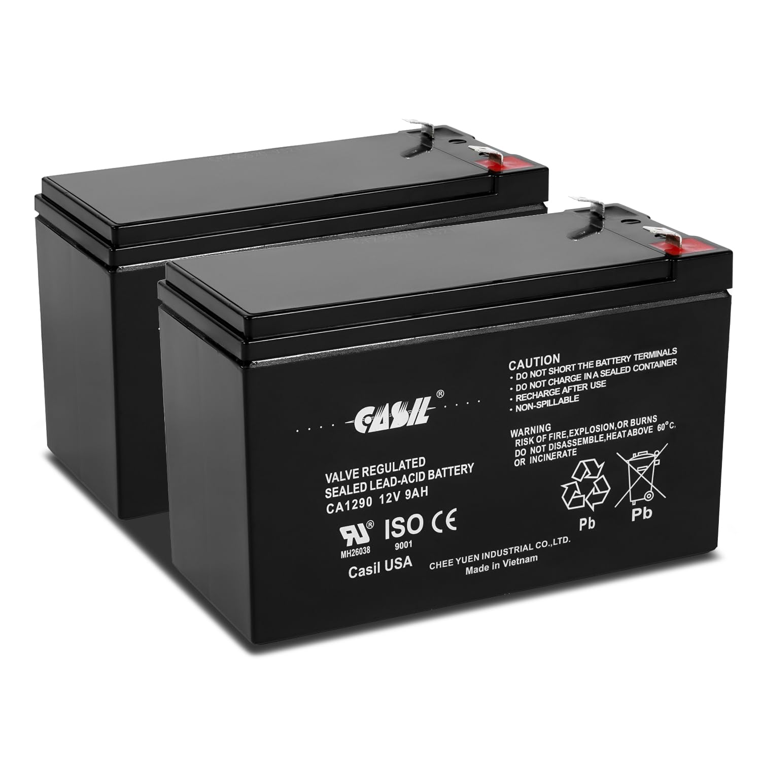 Casil 12v 9ah Rechargeable Sealed Lead Acid SLA AGM Battery F2 2 Pack, Replace for Razor e200 e200s e225 e300