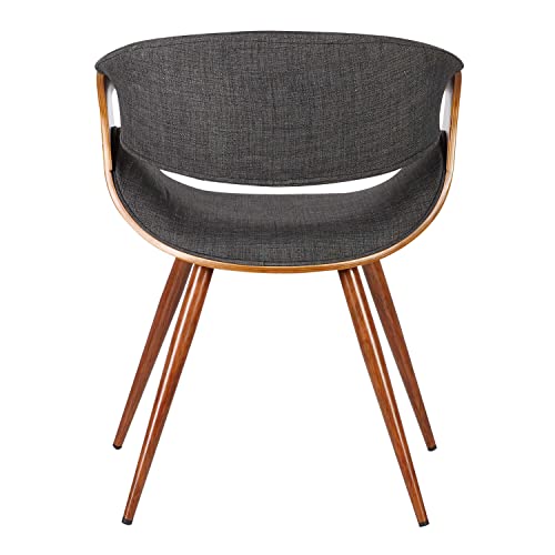 Armen Living Butterfly Dining Chair in Charcoal Fabric and Walnut Wood Finish 22D x 21W x 29H in