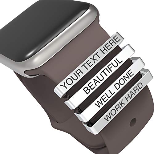 Callancity 4pcs/Set Personalized Watch Band Charms Decorative Ring Loops Compatible for Apple Watch Silicone Bands 38mm 42mm 40mm 44mm 41mm 45mm(No Watch and Band)
